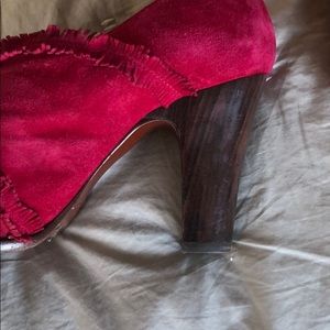 Chie Mihara | Shoes | Red Frayed Edge Chie Mihara Pumps With Wood Heel ...